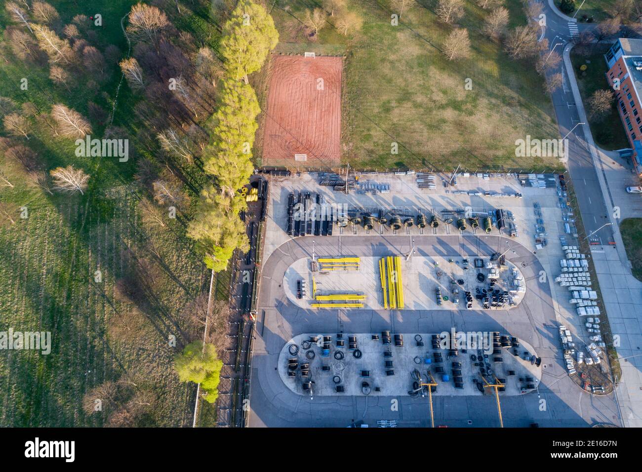 aerial view of cable factory Stock Photo - Alamy
