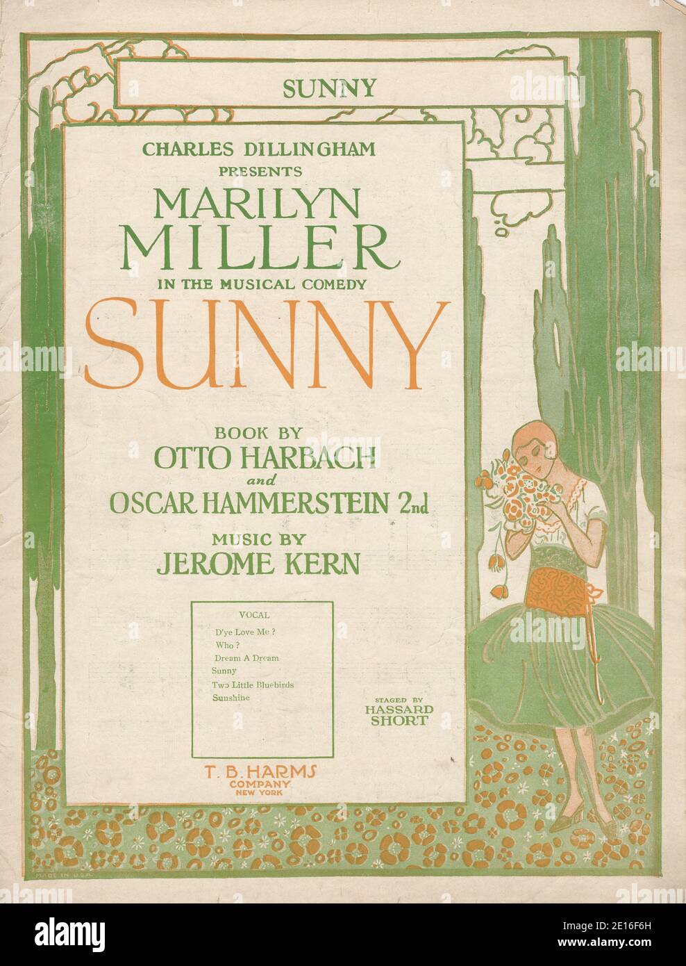 "Sunny" 1925 Jerome Kern Musical Sheet Music Cover Stock Photo - Alamy