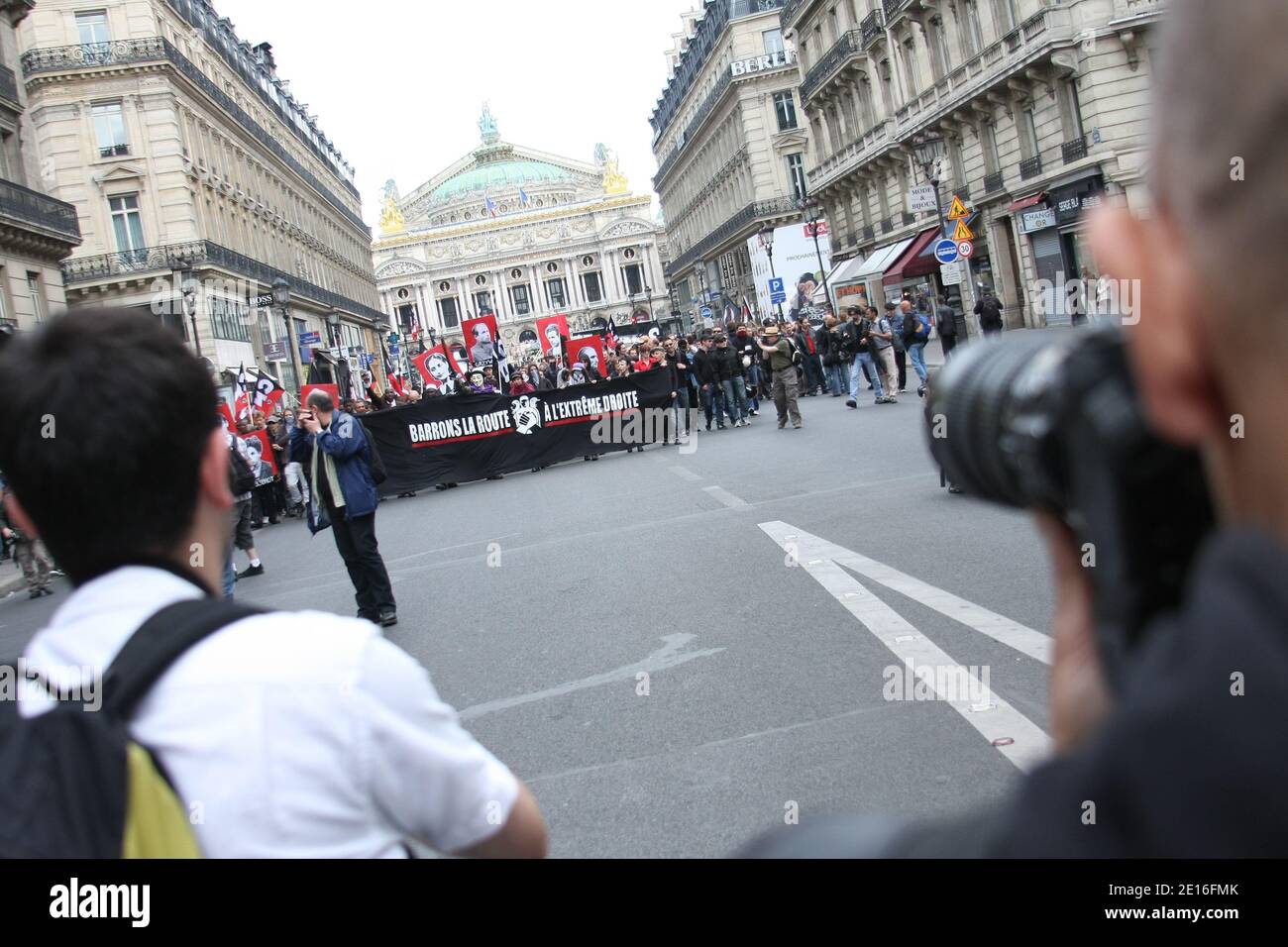 Ambiance during the demonstrate of Anti-Fascist movement in France. The ...