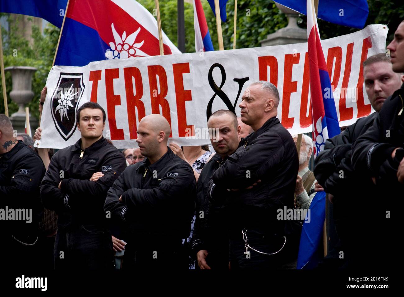 Ambiance during the anual gathering of French Fascist movement in Paris ...