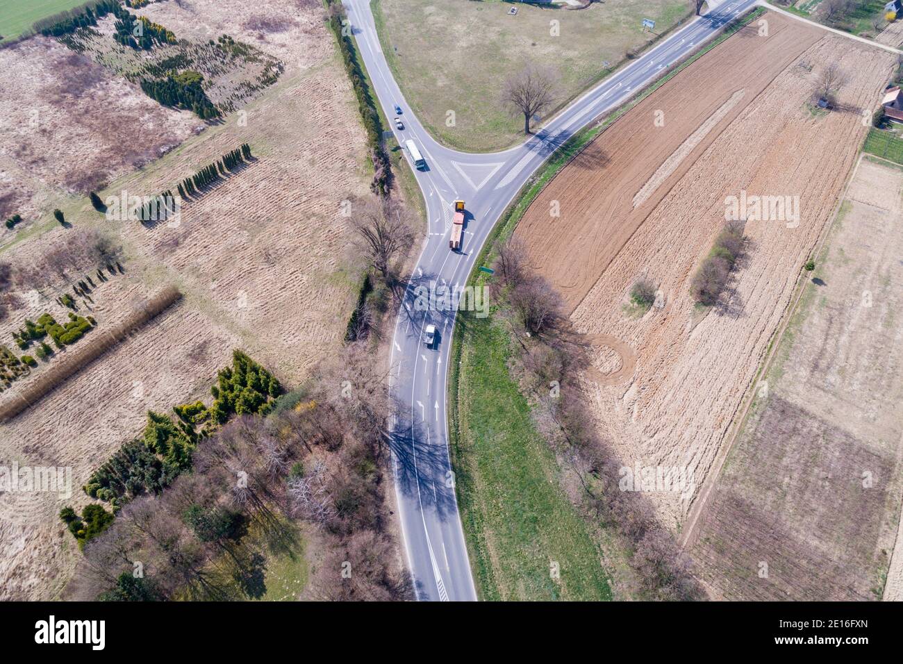 aerial view of highway with traffic Stock Photo - Alamy