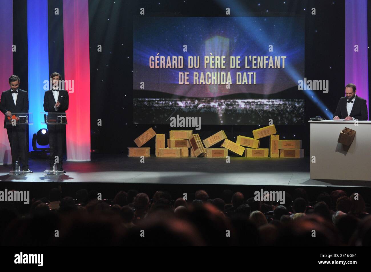 TV presenters Stephane Rose, Frederic Royer and Arnaud Demanche attend ...