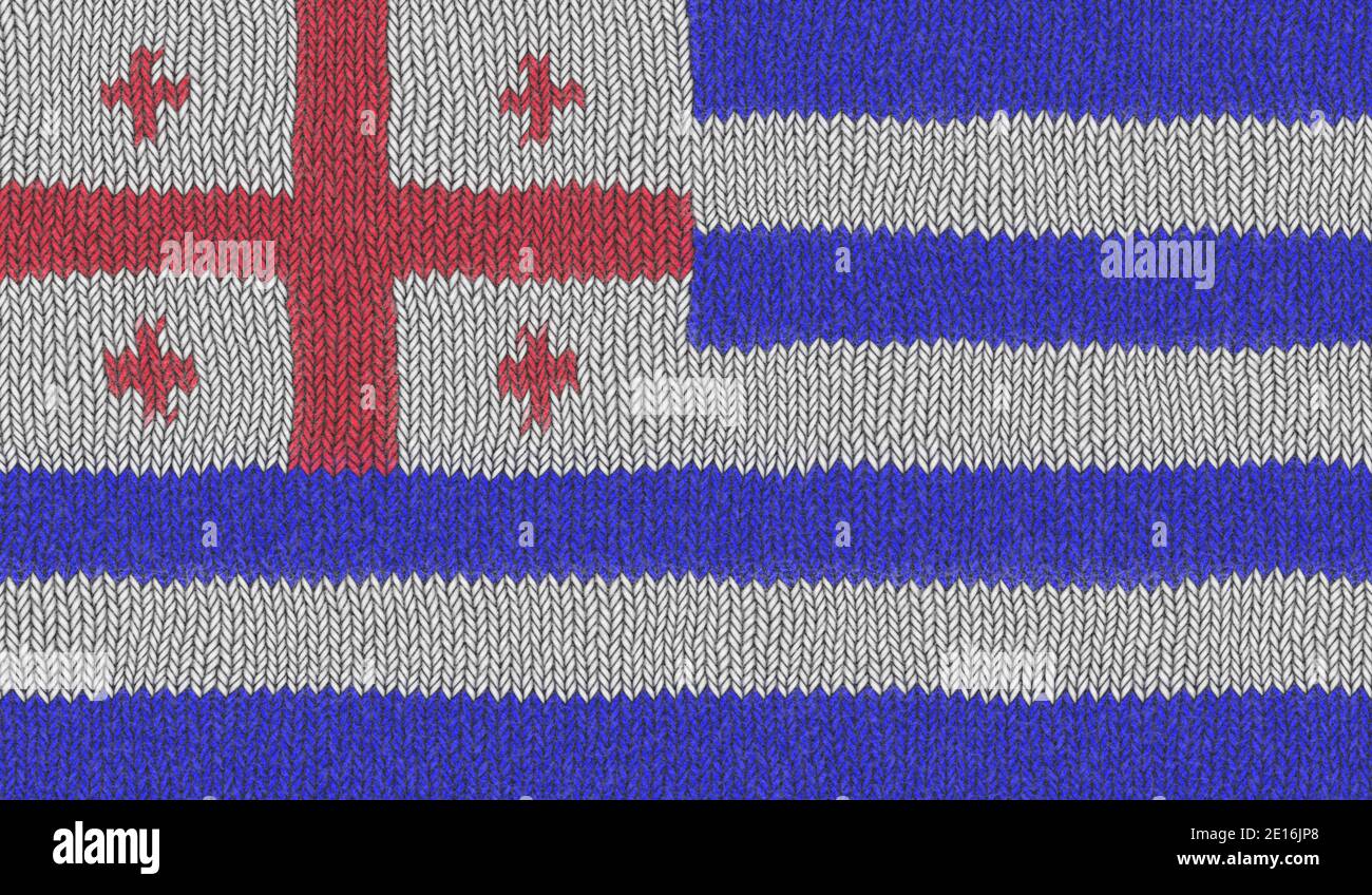 Illustration of a Knitted Flag of Adjara Stock Photo - Alamy