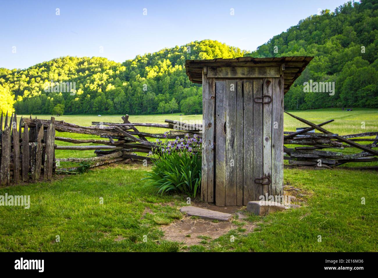 Old wooden outhouse in the Great Smoky Mountains National Park in North ...
