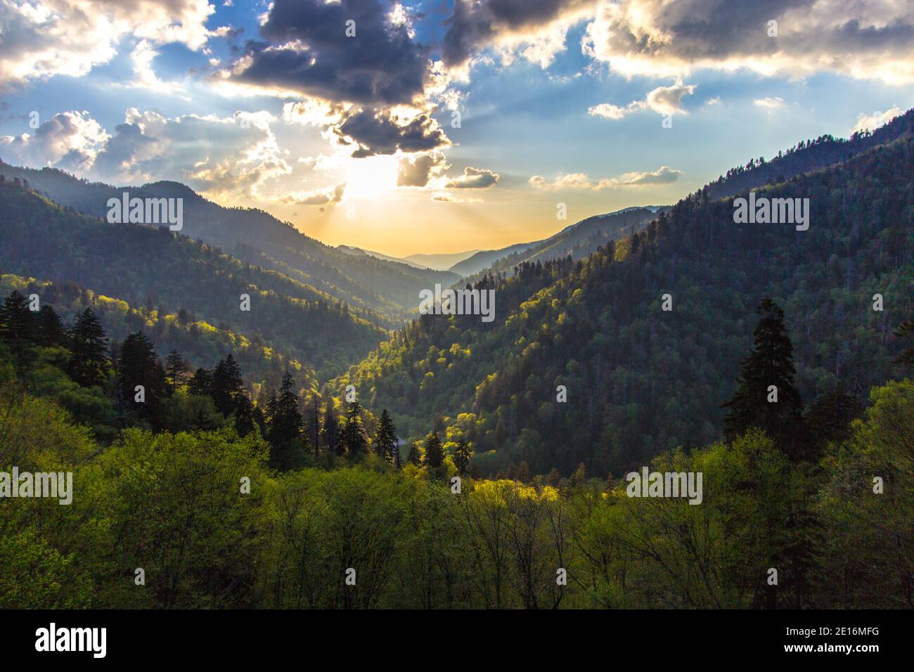 Sunset in the Great Smoky Mountains National Park at the Morton ... Sunset in the Great Smoky Mountains National Park at the Morton ...