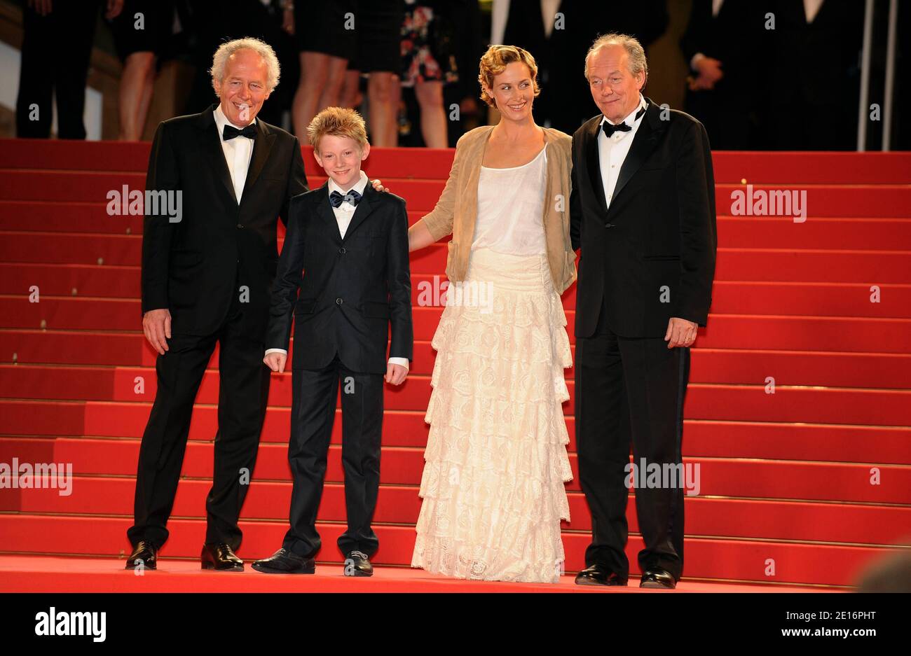 (L-R) Luc Dardenne, Cecile de France, Thomas Doret and Jean-Pierre ...