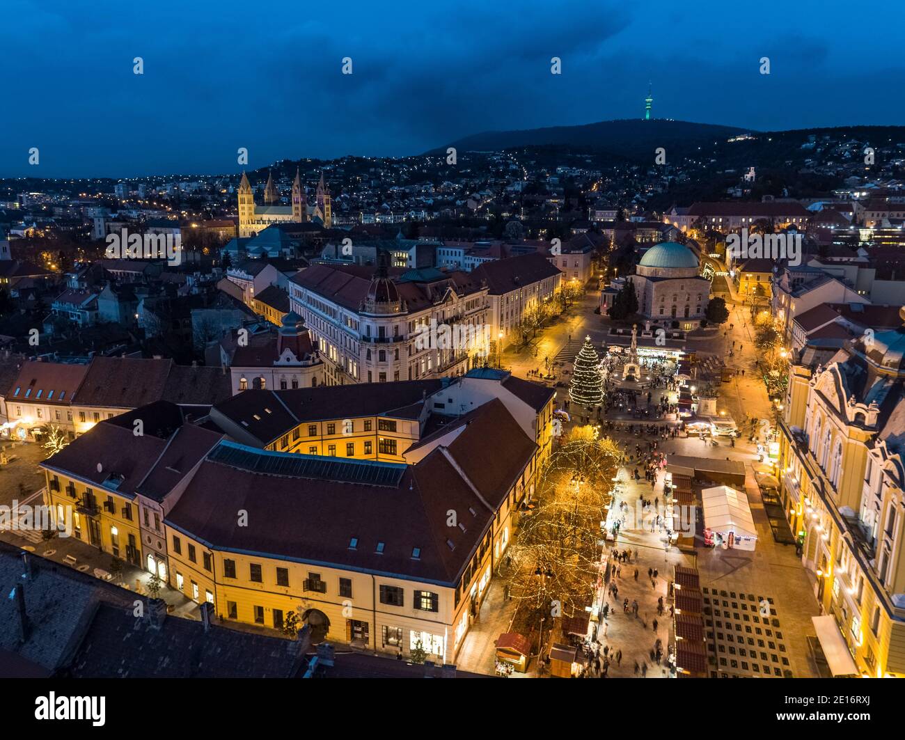 Aerial photo of Advent in Pecs, Hungary Stock Photo - Alamy