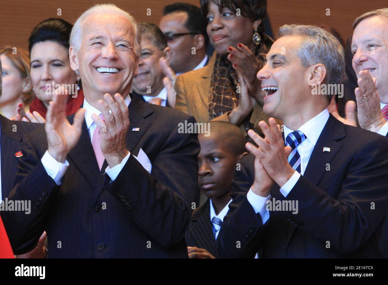 Joe Biden and Rahm Emanuel during inaugural ceremonies for Chicago ...