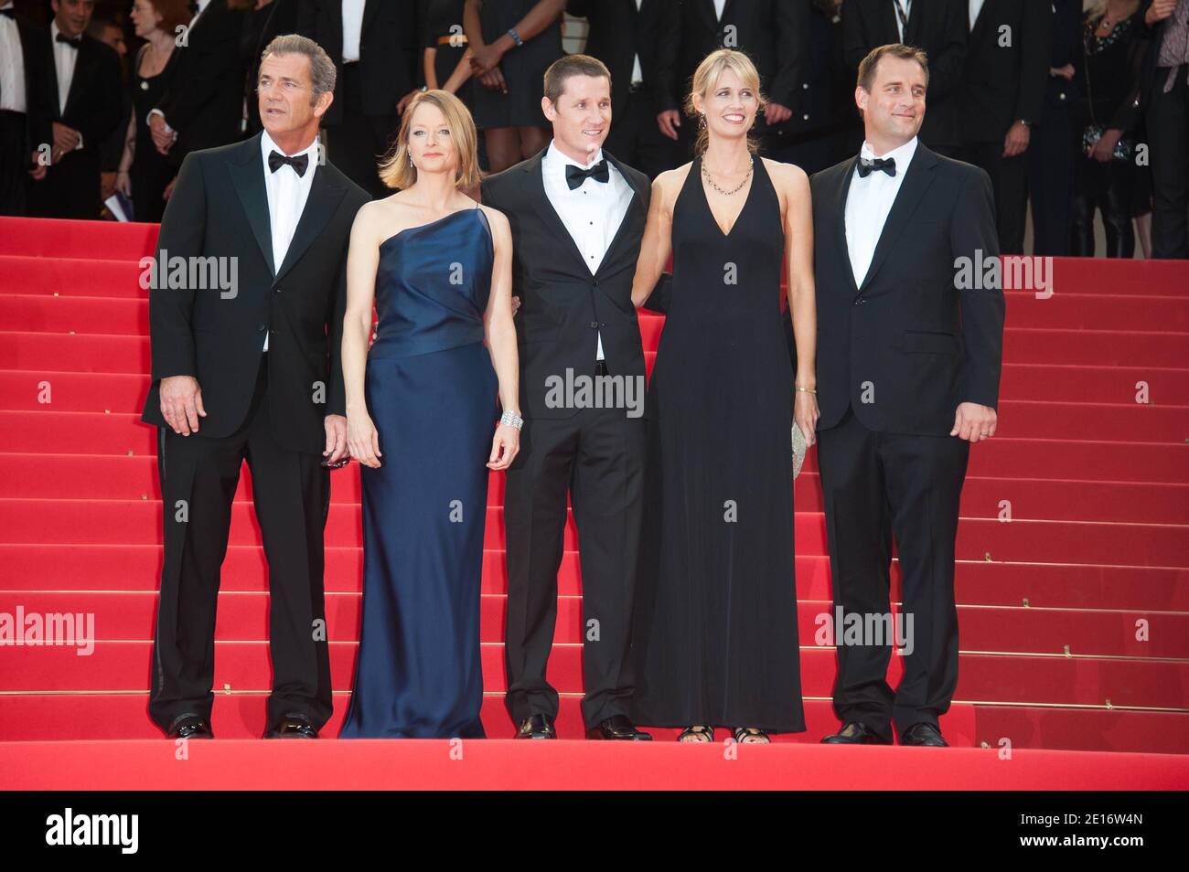 (L-R) Mel Gibson, Jodie Foster, writer Kyle Killen, wife Laura Allen ...