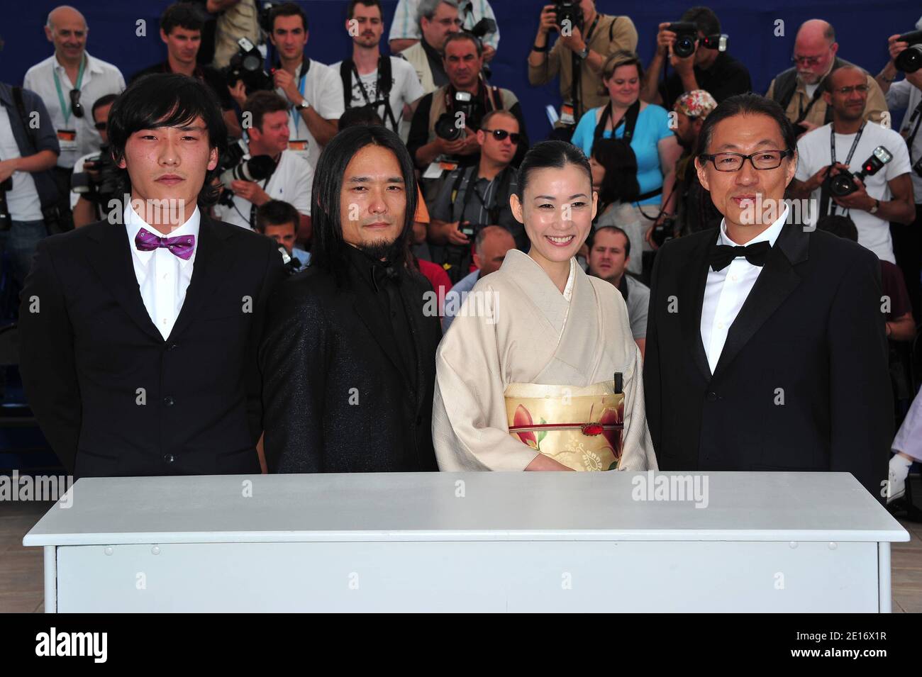 (L-R) Actors Taiga Komizu, Tohta Komizu, Hako Oshima and Tesuya Akikawa ...