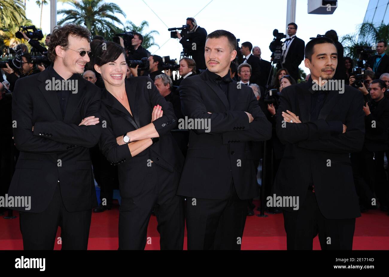 Julien Courbey (L) and Delphine Chaneac arriving for the screening of ...