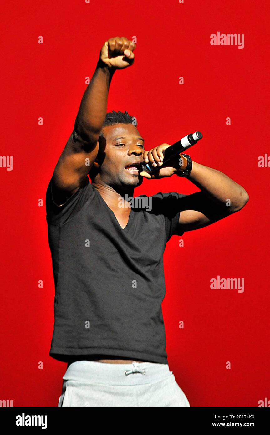 Le rappeur ROST during the 'Haiti Debout' (Standing Haiti) charity ...