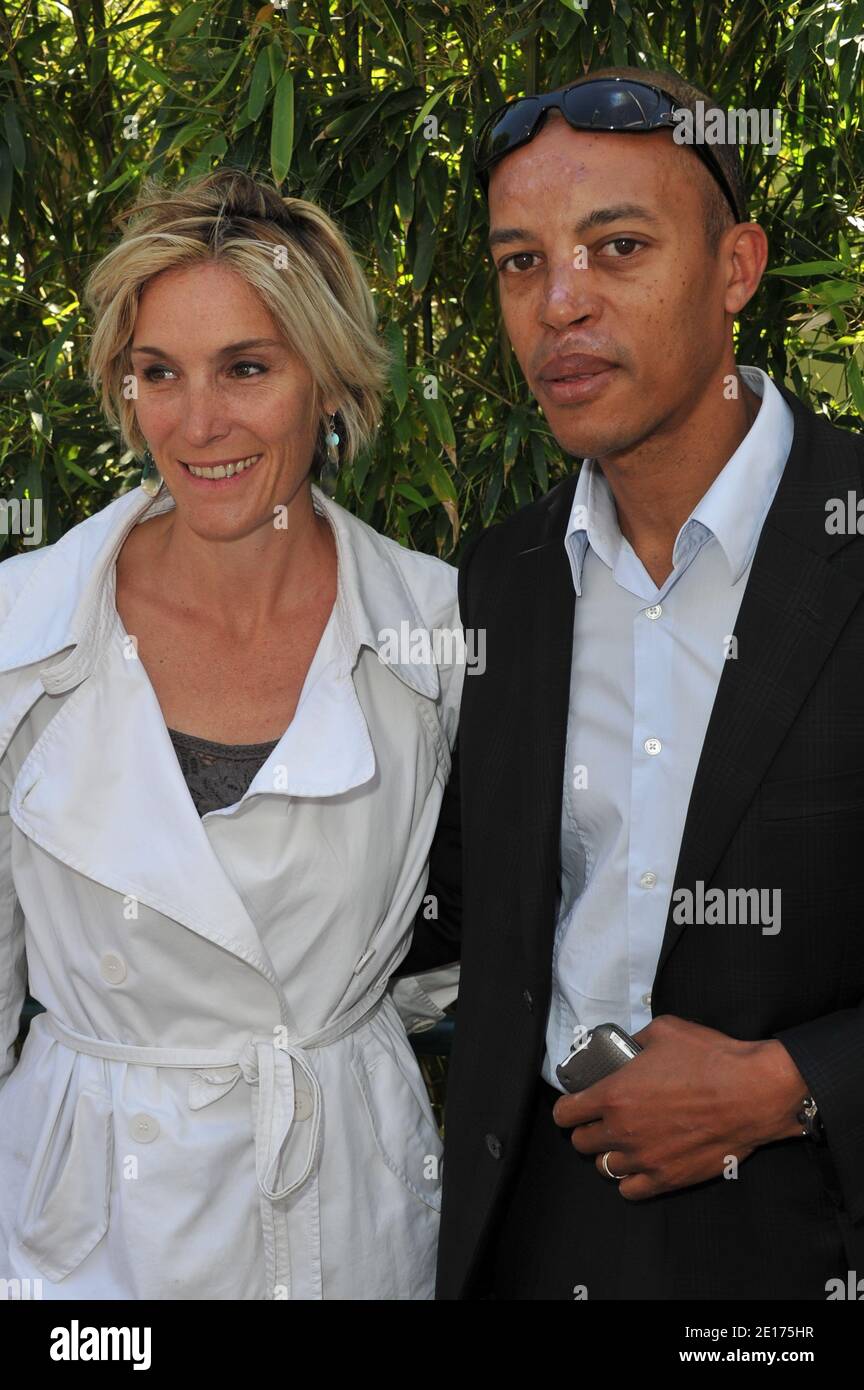 Stephane Diagana and his wife Odile Lesage attend the French Tennis ...