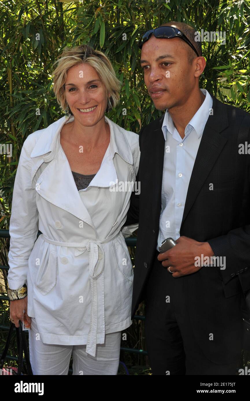 Stephane Diagana and his wife Odile Lesage attend the French Tennis ...