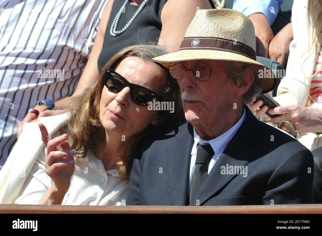 Jean Rochefort and his wife Francoise Vidal attend the French Tennis ...