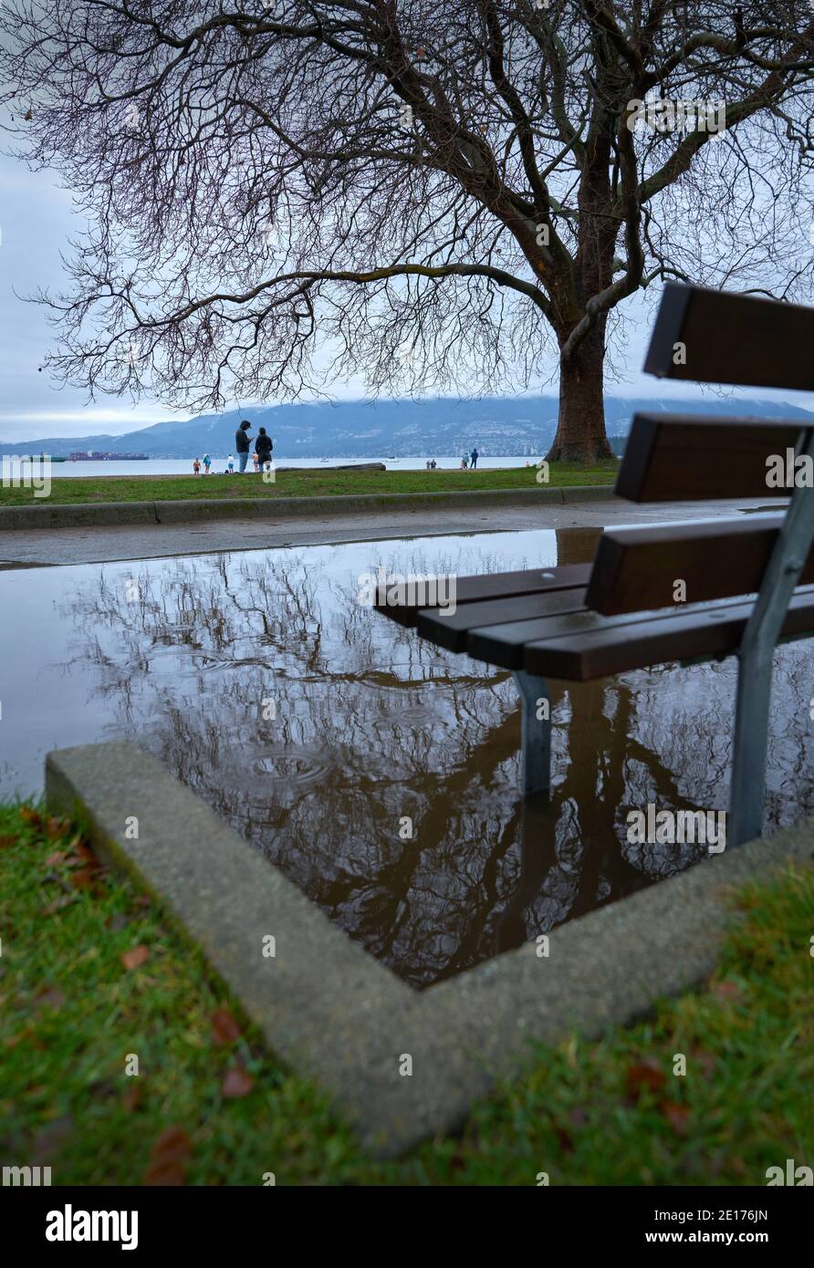 Kitsilano Beach Flooding. A flooded walkway after heavy rain at Kits ...