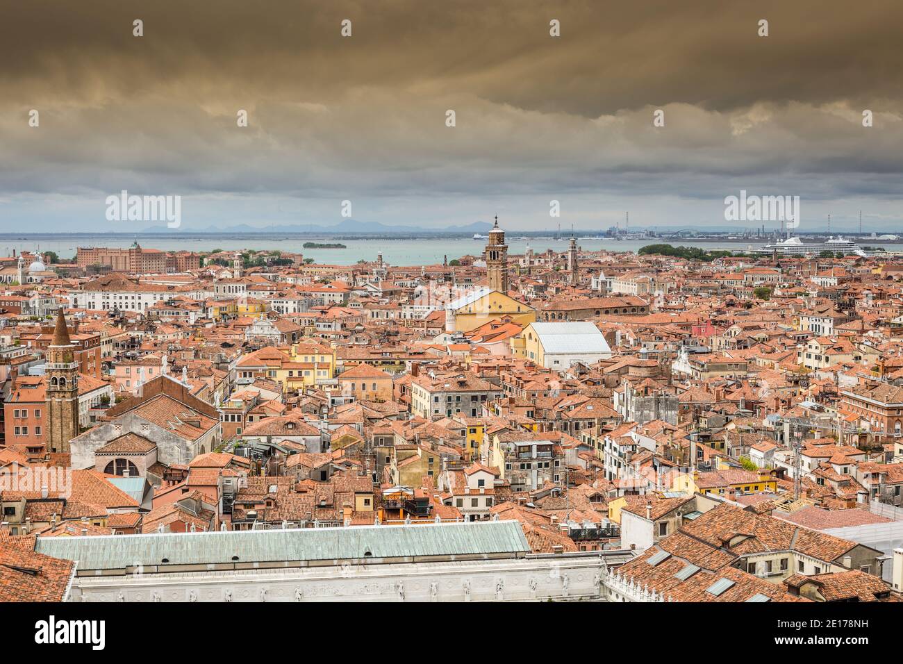 Bird eye view of Venice from San Marco bell tower, Italy Stock Photo ...