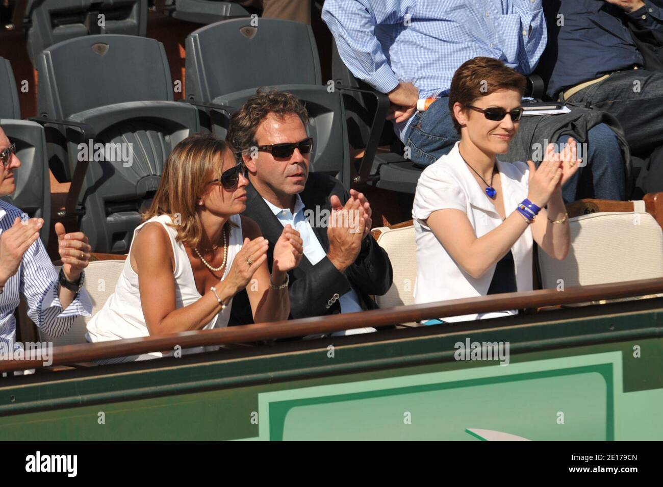 Luc Chatel, his wife Astrid Herrenschmidt and Chantal Jouanno attending ...
