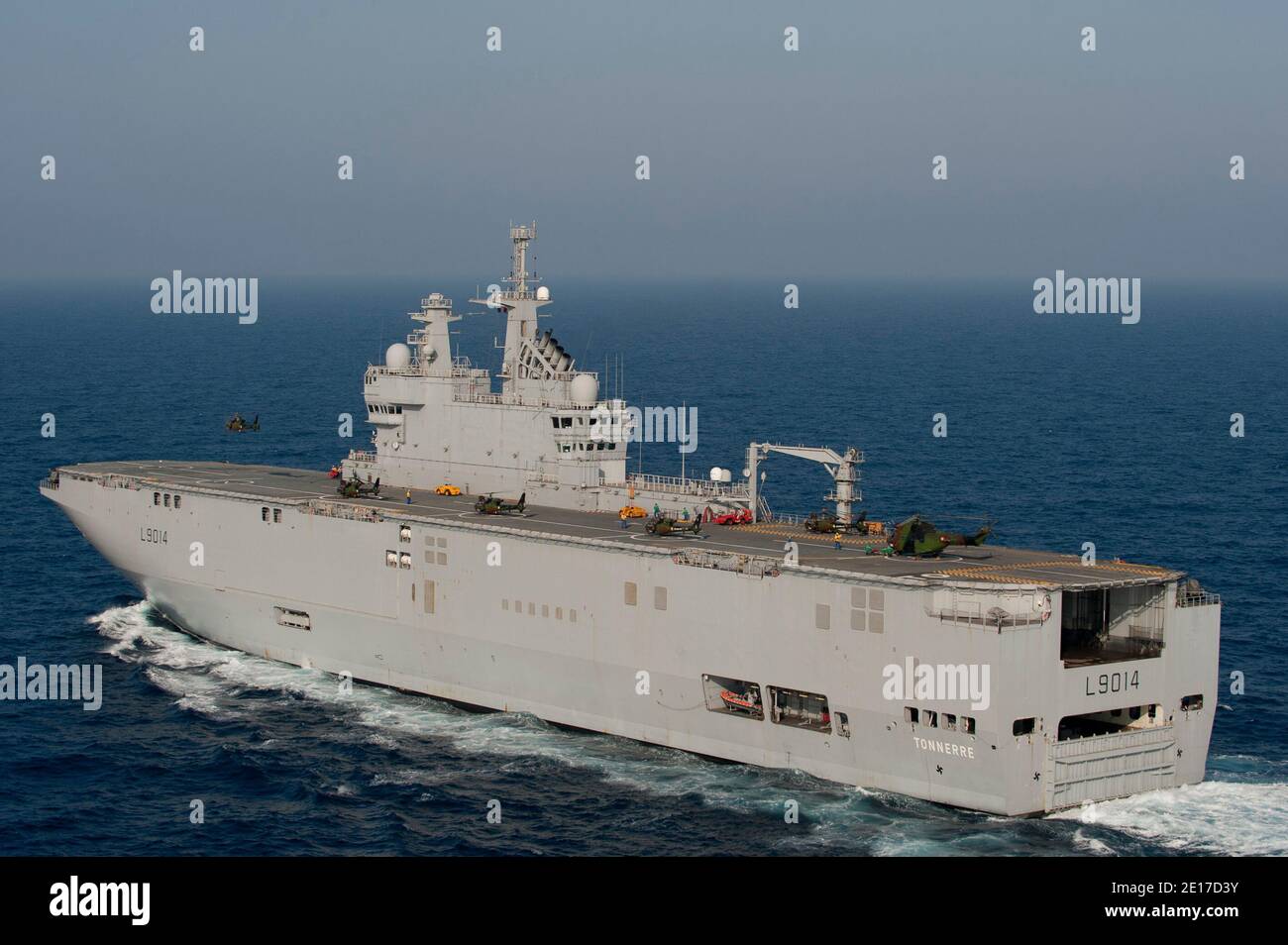 Gazelle and Tigre helicopters pictured on the deck of the French ...