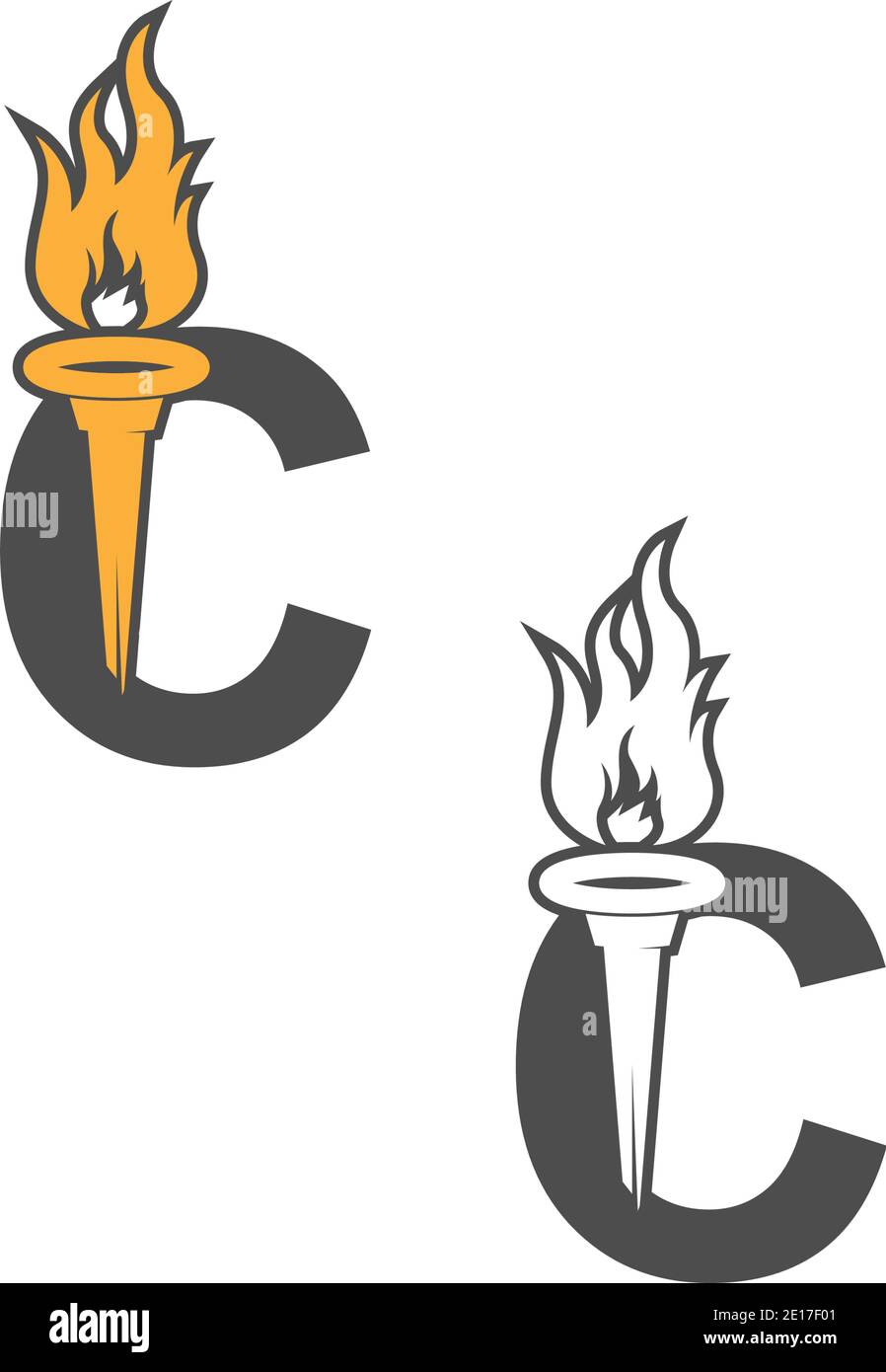 Letter C icon logo combined with torch icon design illustration Stock ...