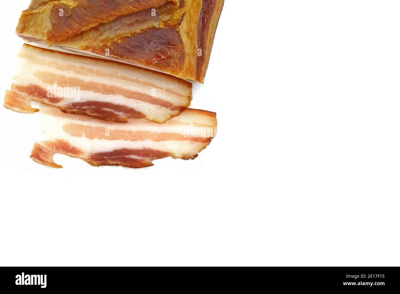 Smoked bacon isolated on white background Stock Photo - Alamy
