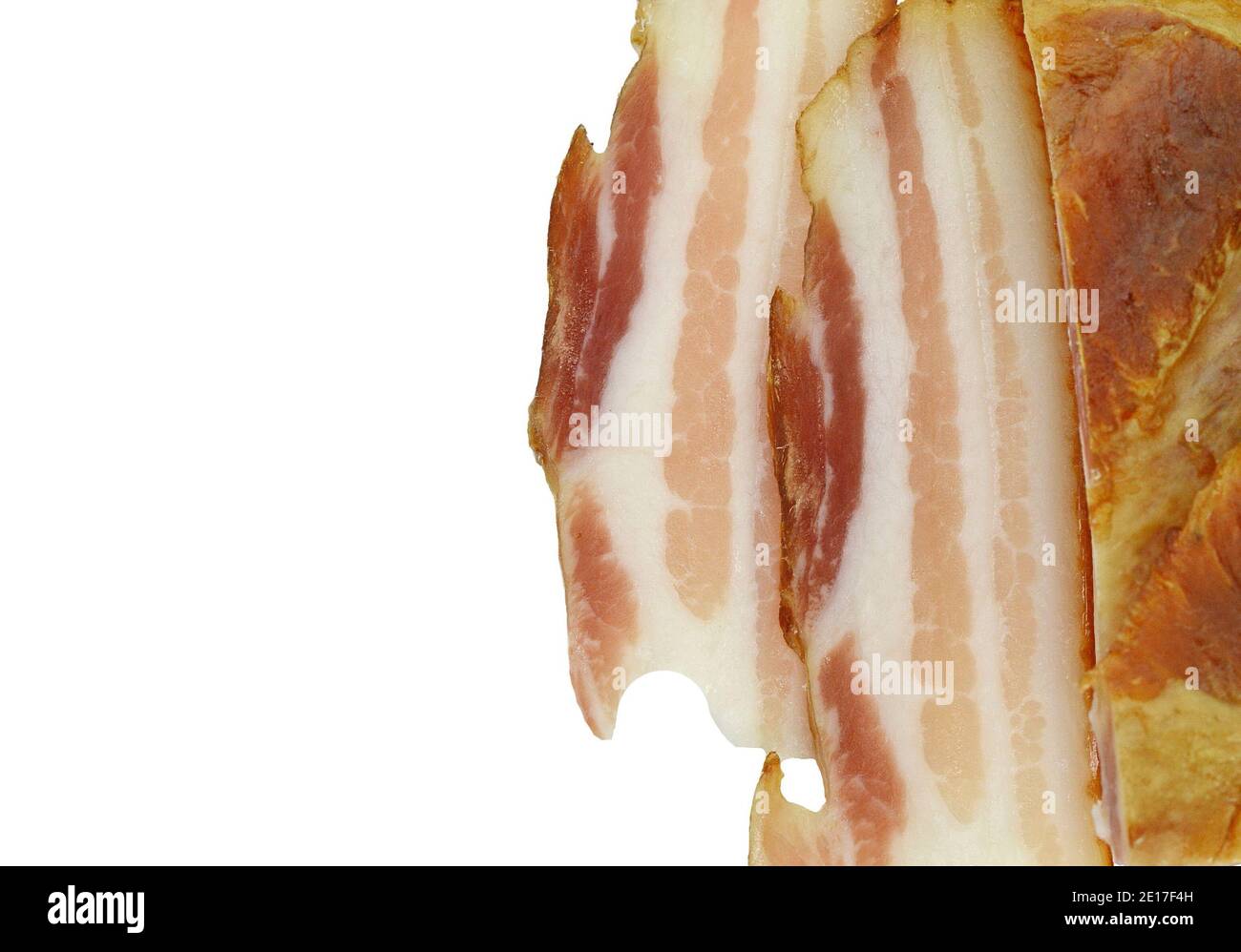 Smoked bacon isolated on white background Stock Photo - Alamy