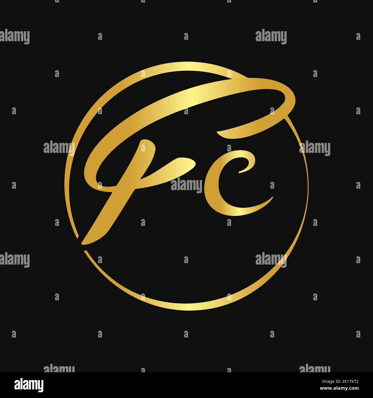 Initial FC Script Letter Type Logo Design With Modern Typography Vector ...