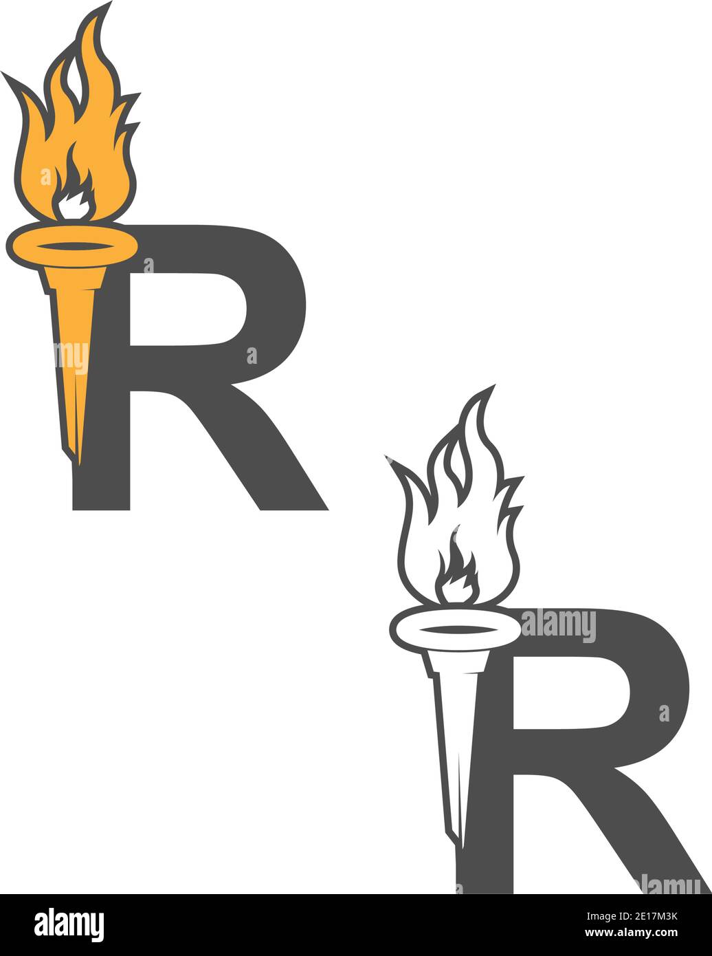 Letter R icon logo combined with torch icon design illustration Stock ...
