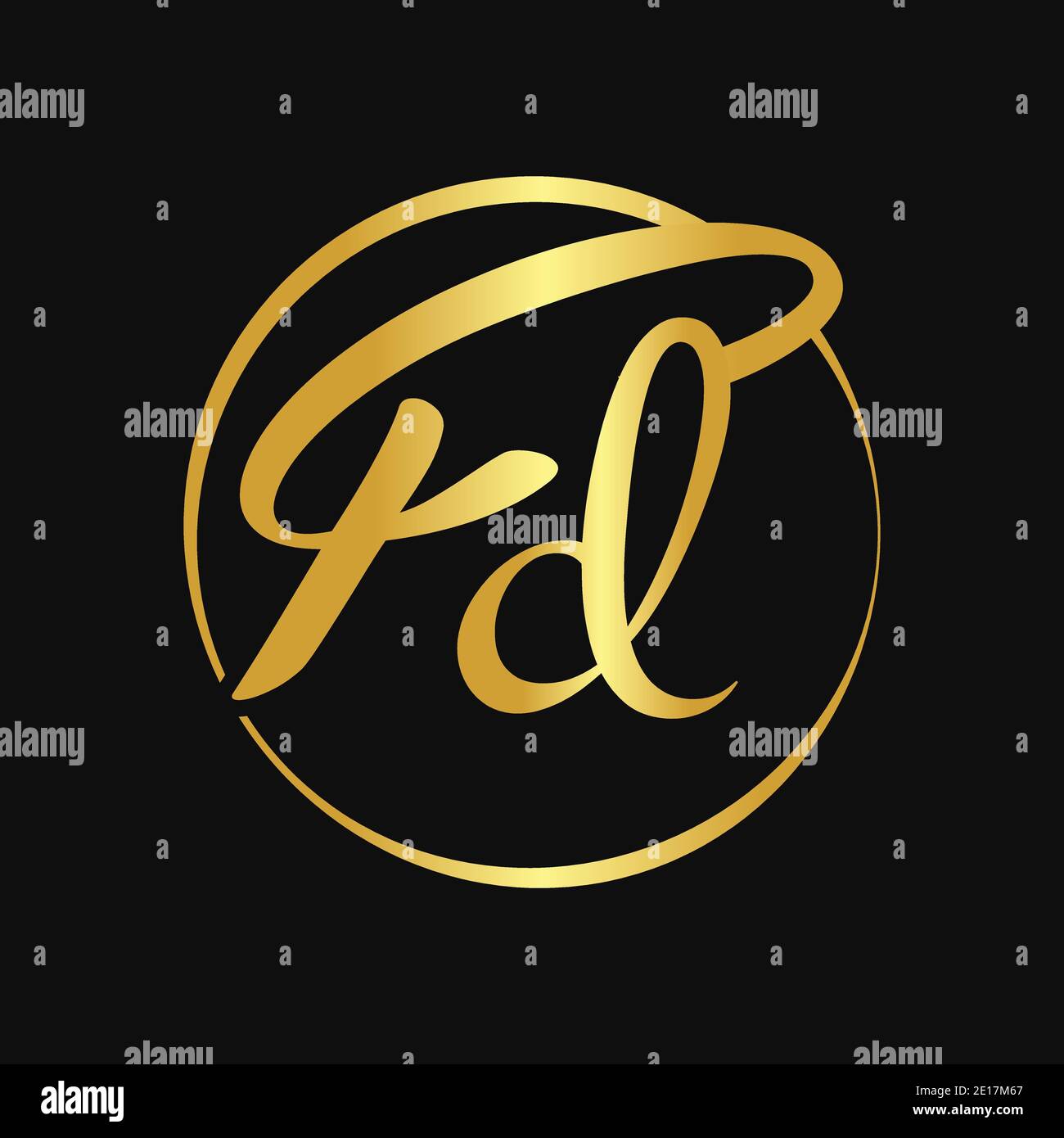 Initial FD Script Letter Type Logo Design With Modern Typography Vector ...