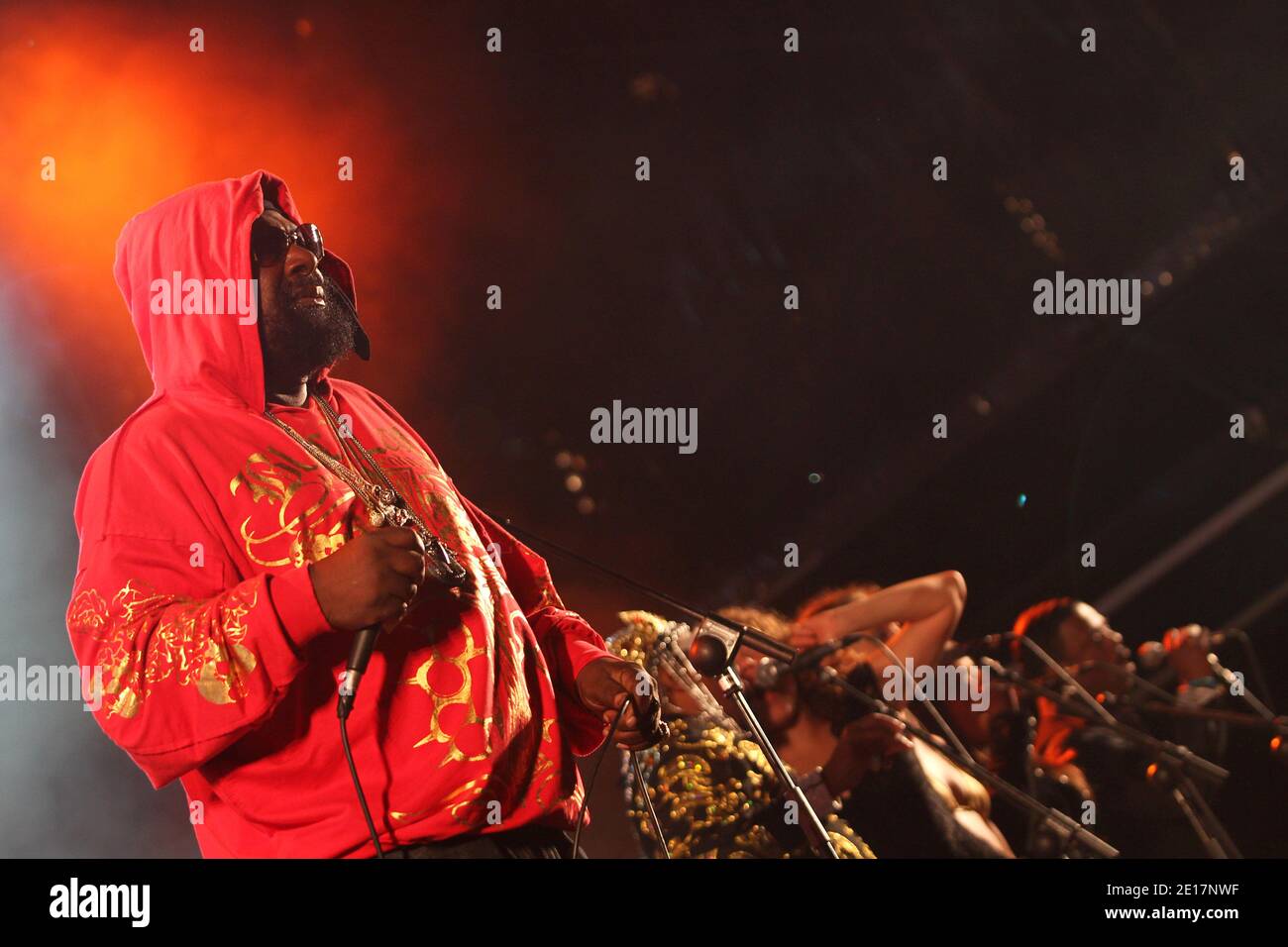 American singer George Clinton performs with his band Parliament ...