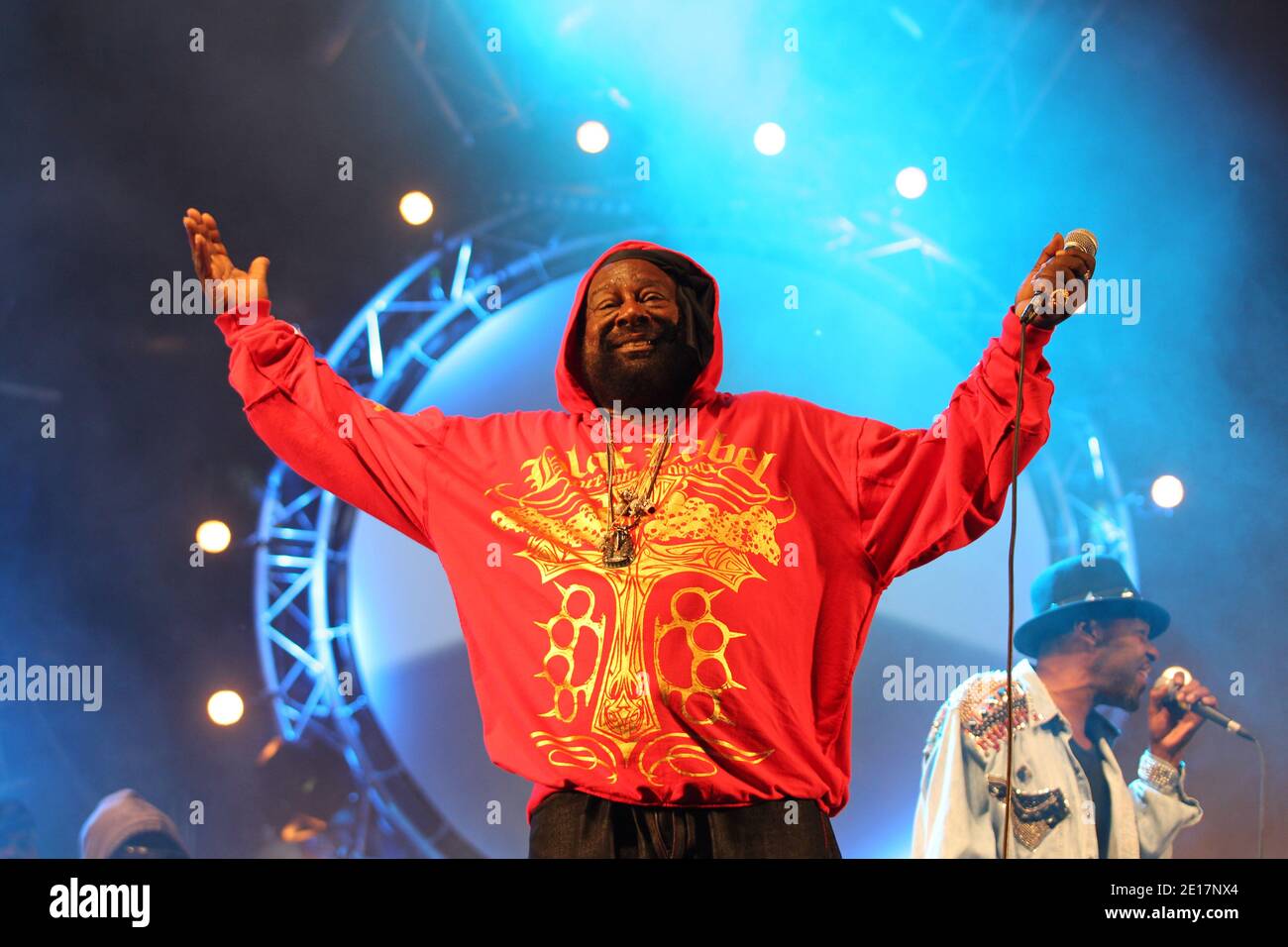 American singer George Clinton performs with his band Parliament ...
