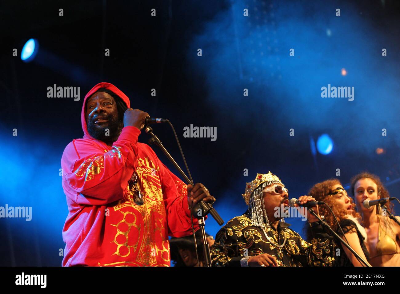 American singer George Clinton performs with his band Parliament ...