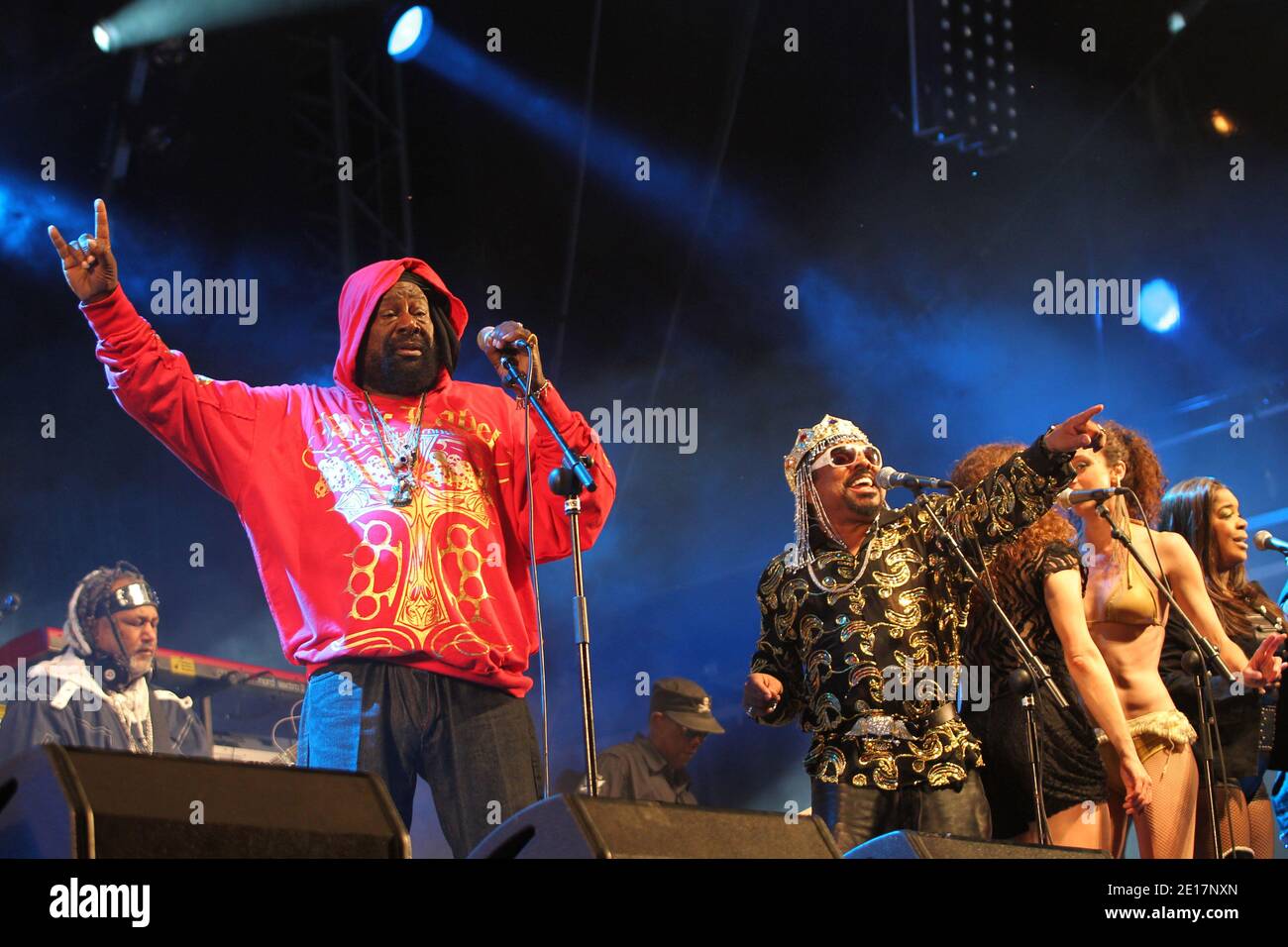 American singer George Clinton performs with his band Parliament ...
