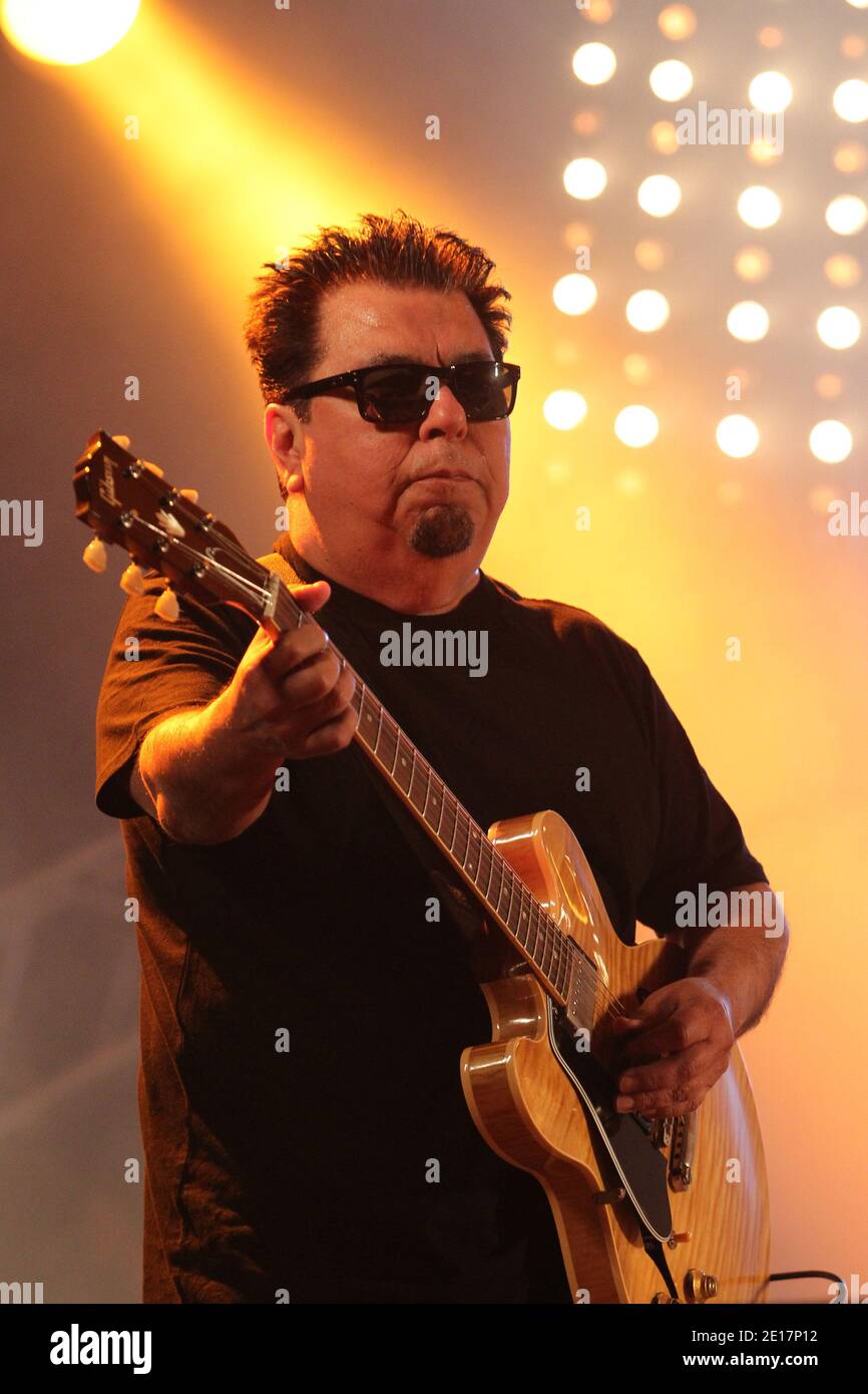 Los Lobos singer and guitarist Cesar Rosas performs on the stage of the ...