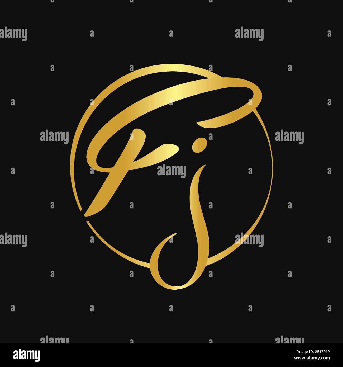 Initial FJ Script Letter Type Logo Design With Modern Typography Vector ...