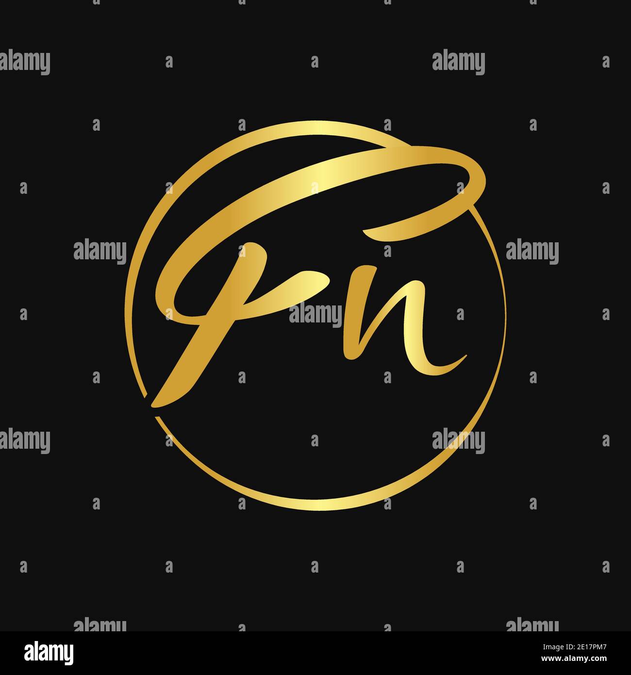 Initial FN Script Letter Type Logo Design With Modern Typography Vector ...