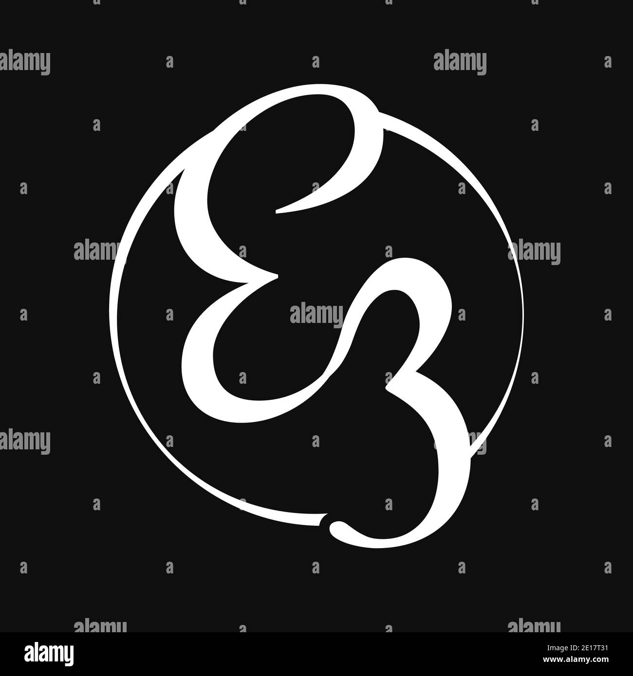 Initial EZ Script Letter Type Logo Design With Modern Typography Vector ...