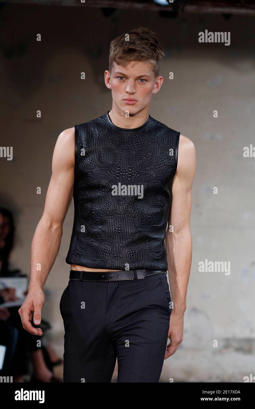 A model wears a creation as part of Christian Lacroix Men's fashion ...