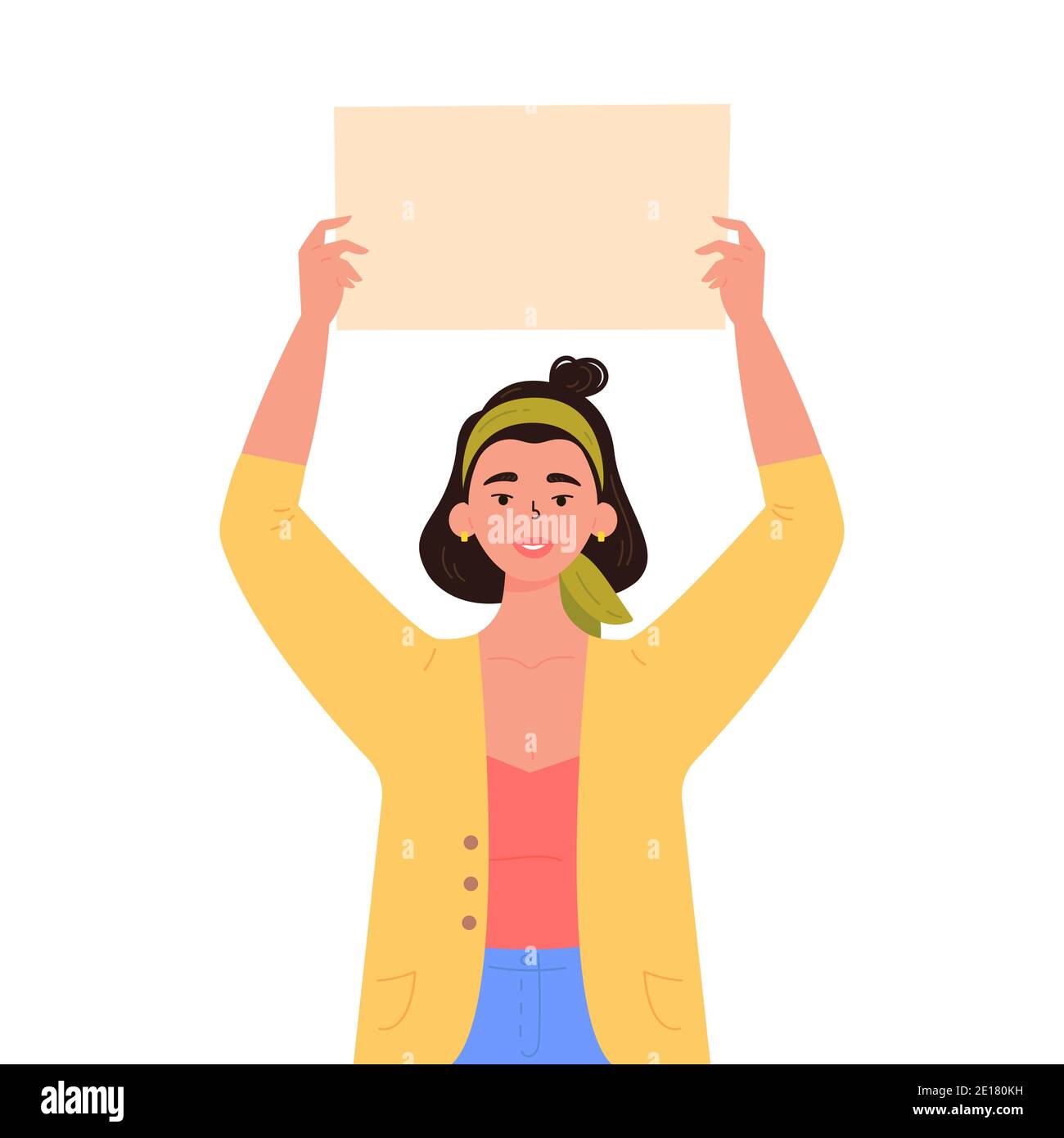 Girl holding a blank poster with place for text Stock Vector Image ...