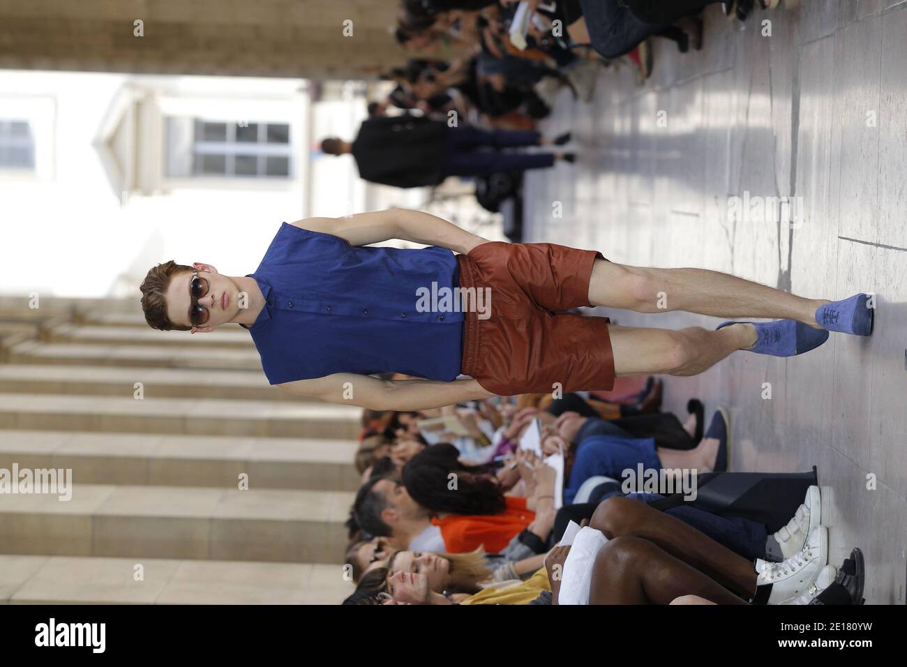 A model displays a creation designed by Petar Petrov as part of his Men ...