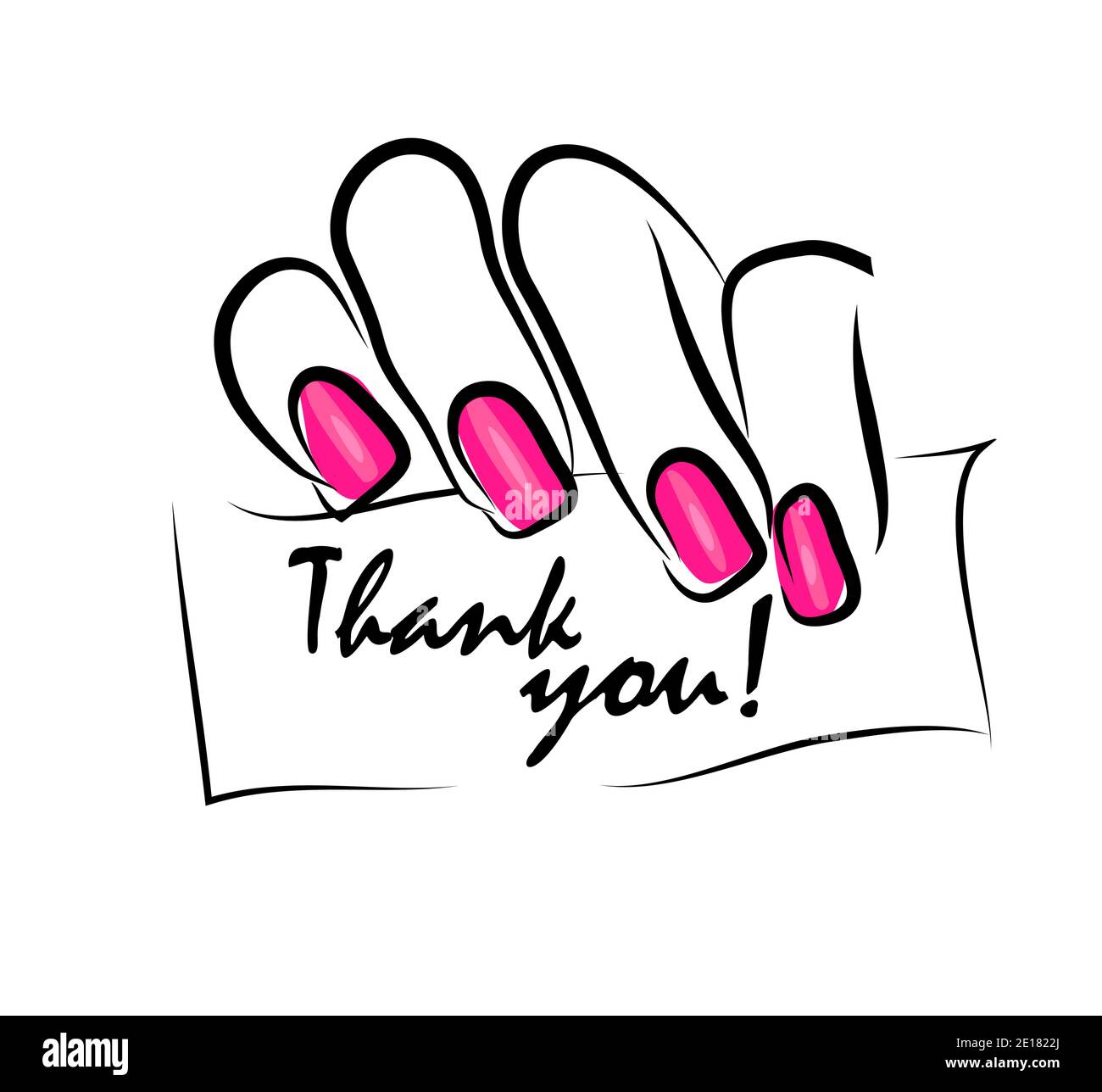 Woman's hand holds a sign. Thank you. Vector illustration Stock Vector ...