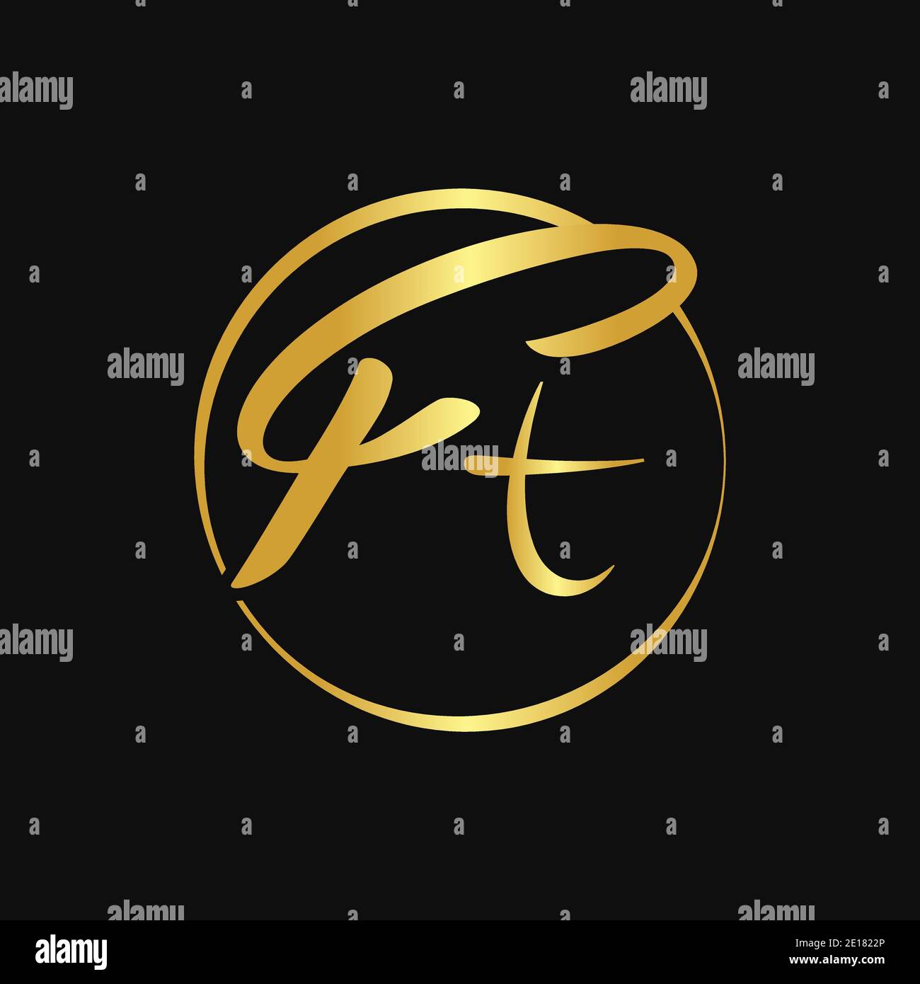 Initial FT Script Letter Type Logo Design With Modern Typography Vector ...