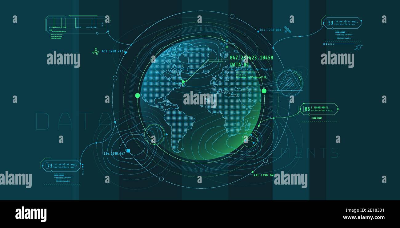 Design of a futuristic software interface for planetary search Stock ...