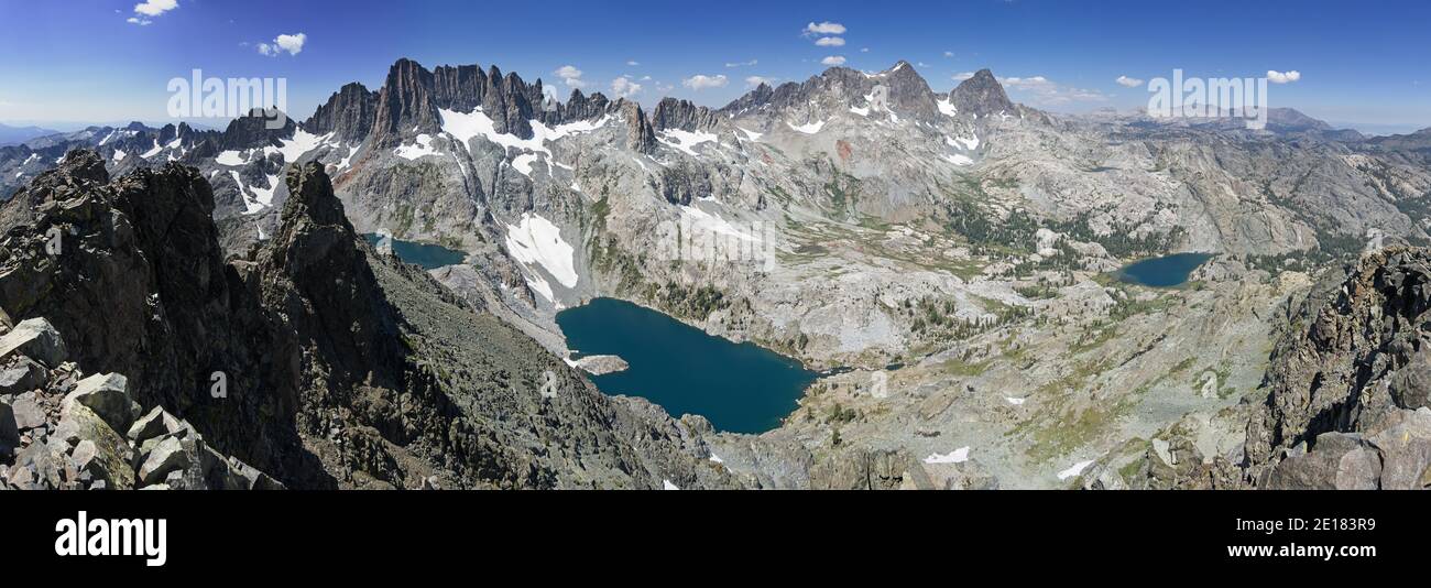 panorama of the Minaret Range in the Sierra Nevada near Mammoth Lakes ...