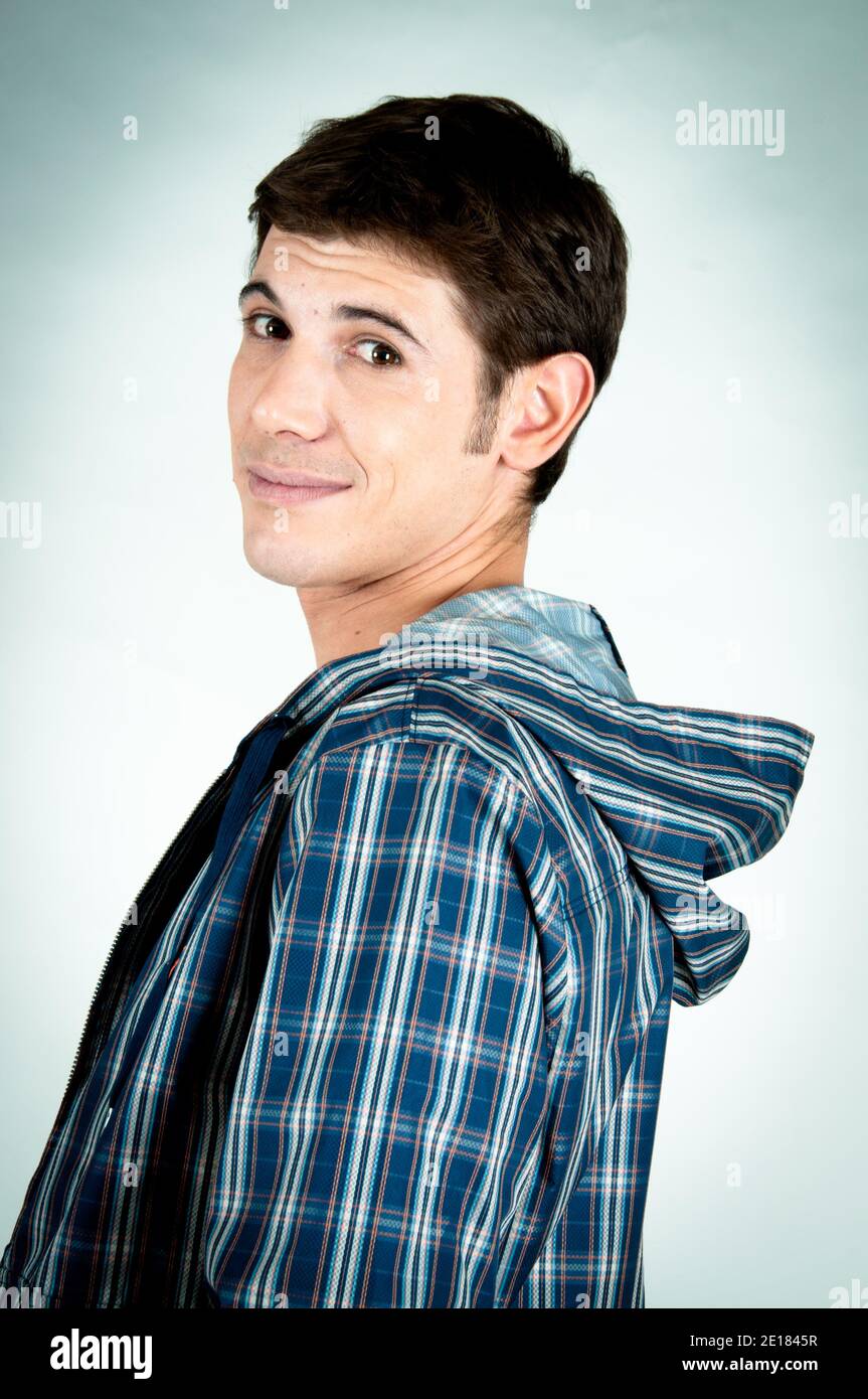 Actor Johan Libereau posing during a portrait session in Vincennes ...
