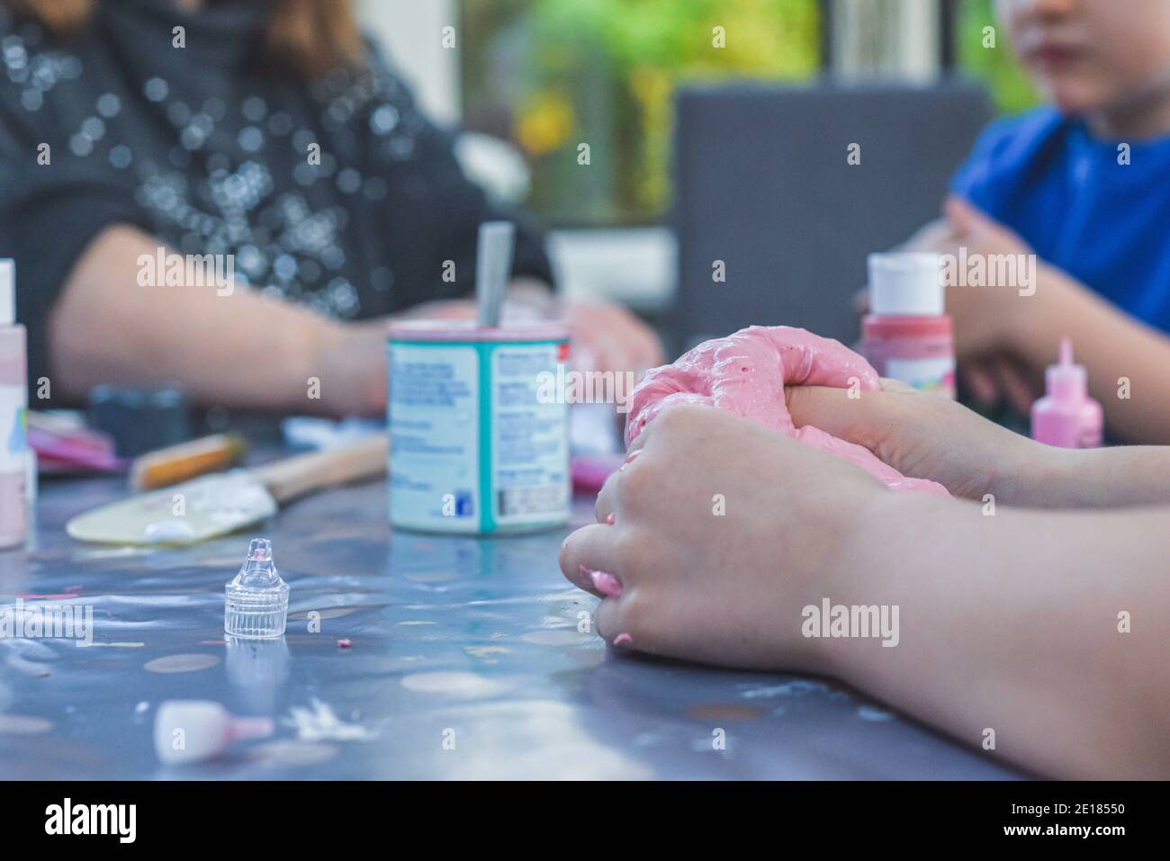 Kids activity of making slime as a science experiment for children to ...