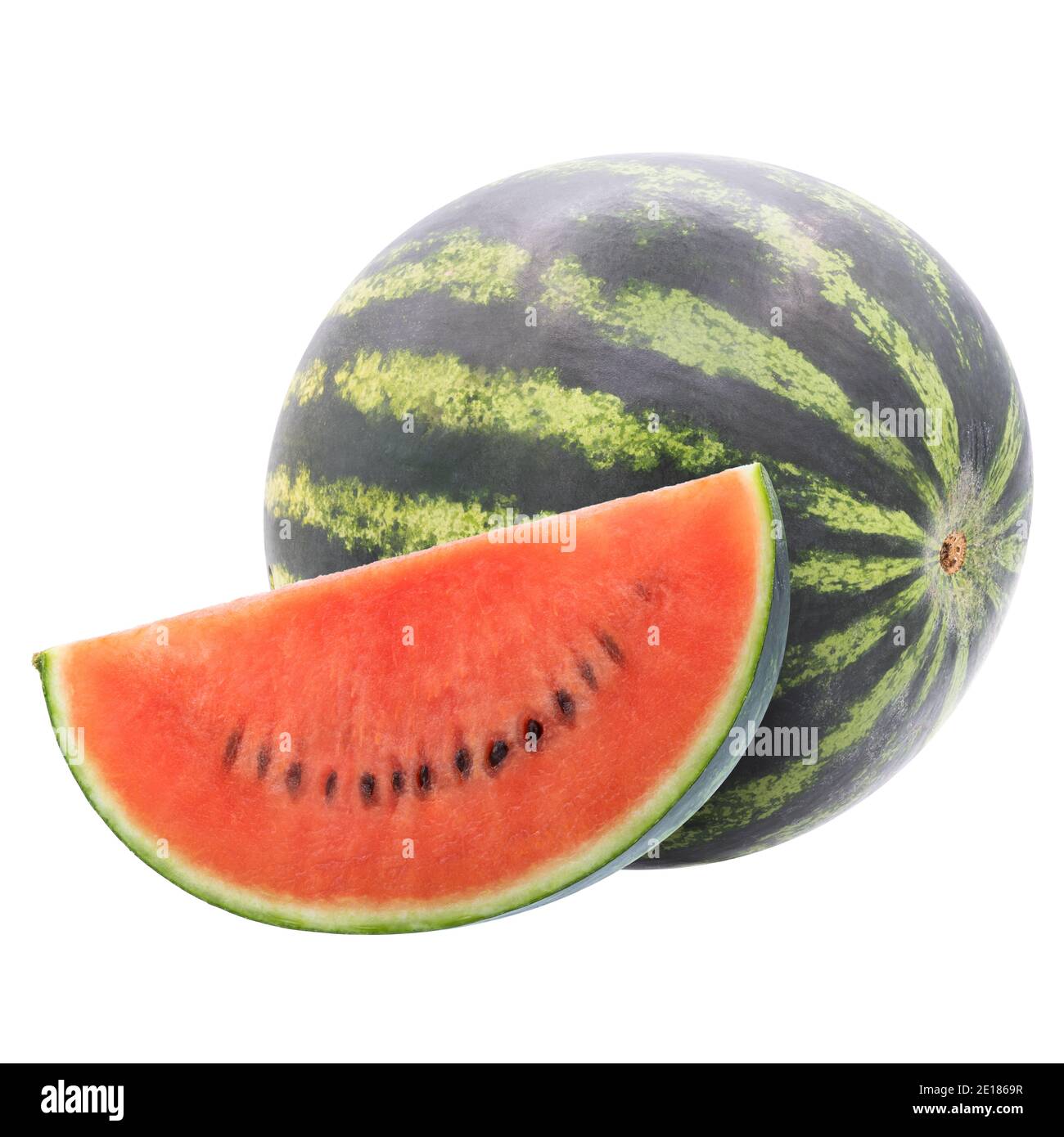 Watermelon with slice isolated on white background. Full depth of field ...