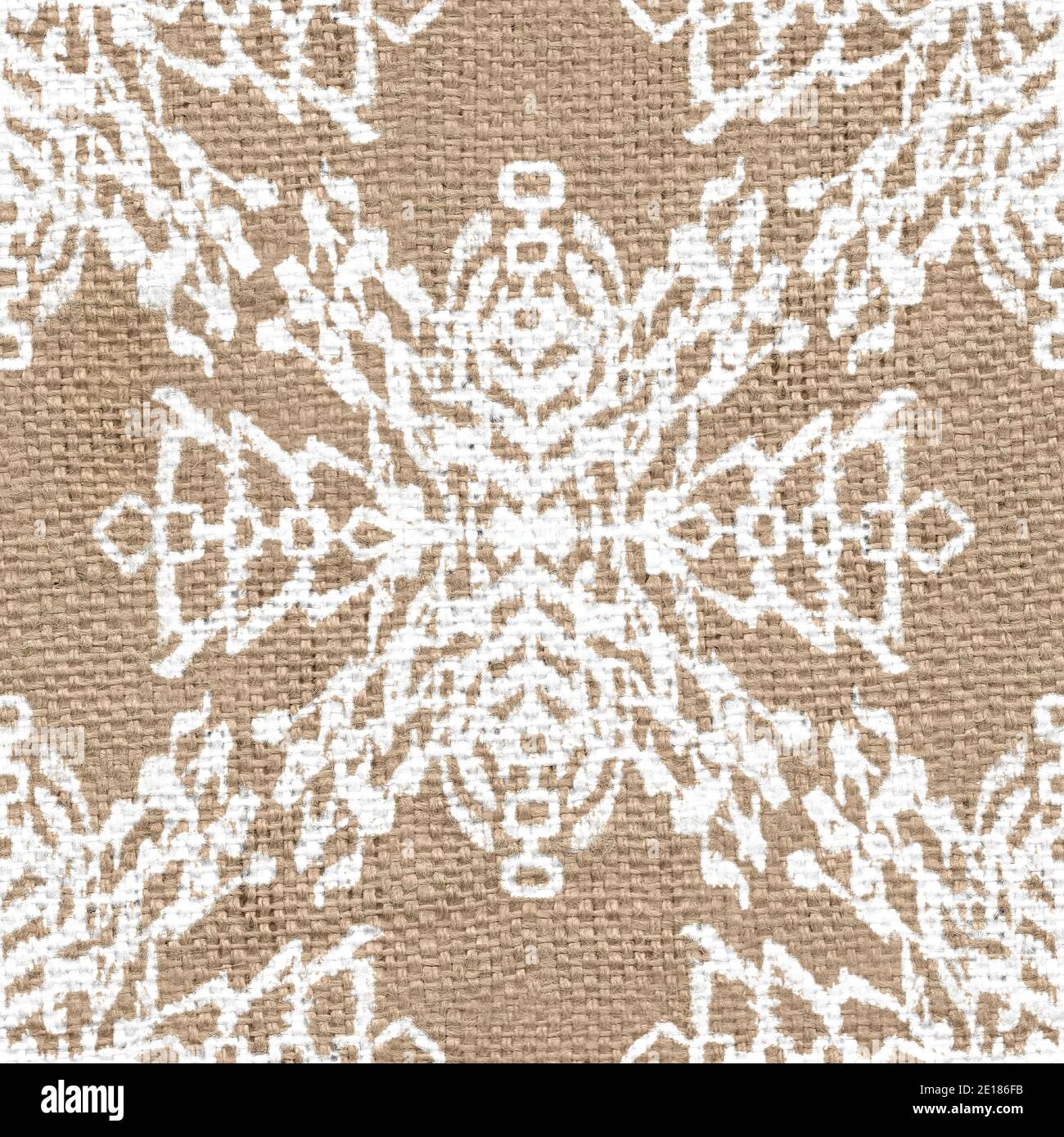 Seamless burlap with white paint pattern overlay Stock Photo - Alamy