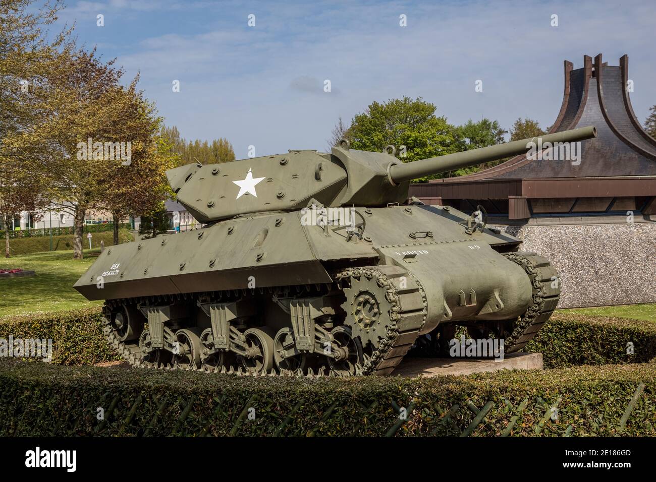 WWII era Wolverine tank on display outside the Battle for Normandy ...