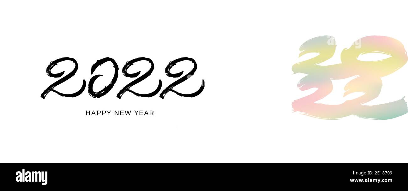 2022 design template for new year black and white. Brush and ink ...